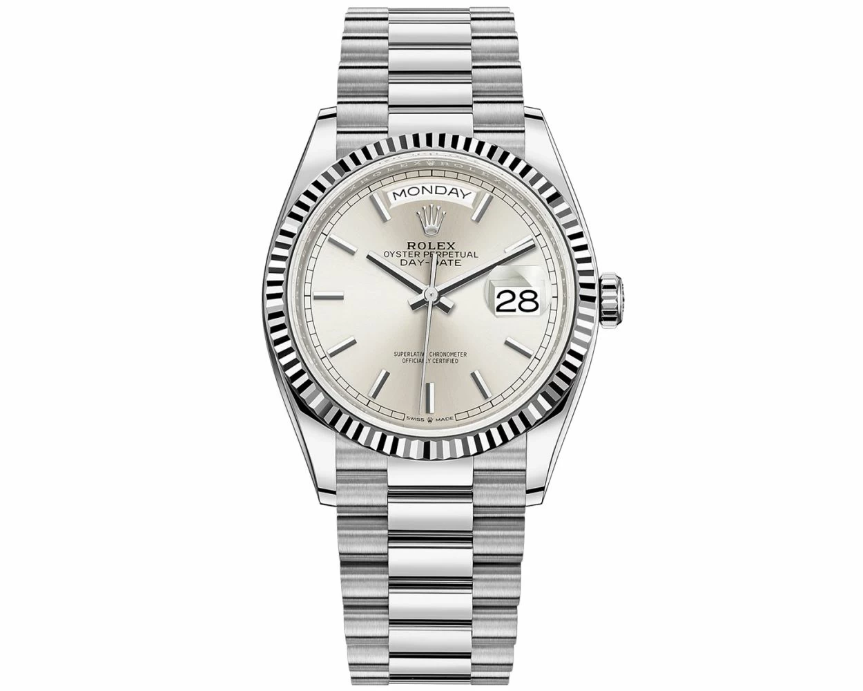 Buy Genuine Used Rolex Day-Date 36 128239 Watch - Silver Dial | SKU 6226