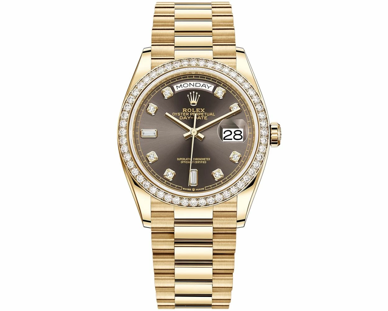 Buy Genuine Used Rolex Day-Date 36 128348RBR Watch - Dark Grey Dial ...