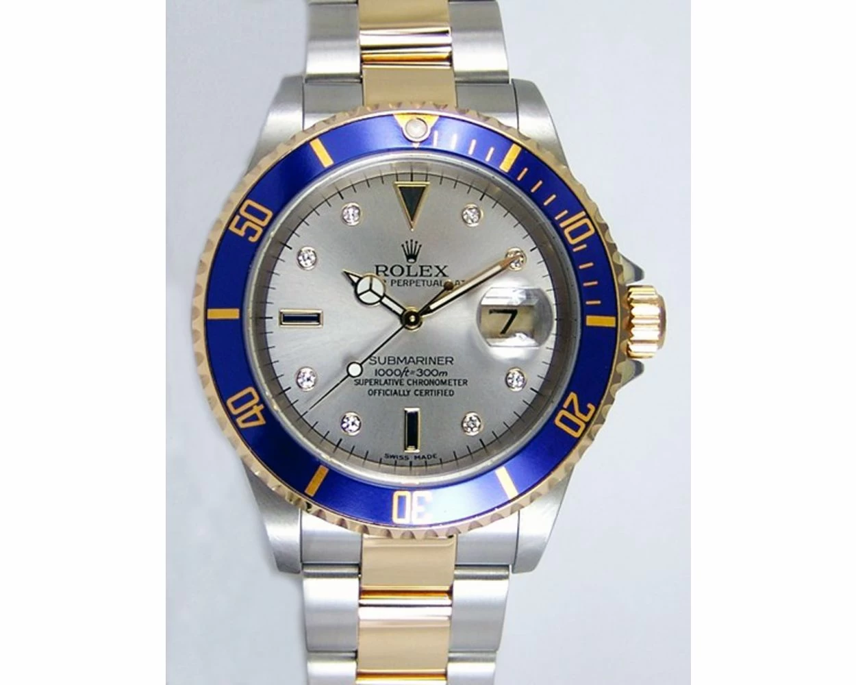 Buy Genuine Used Rolex Submariner Date 16613 Watch - Silver Serti Dial ...