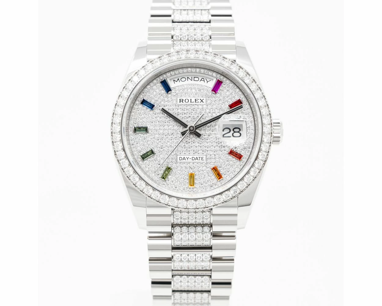 Buy Genuine Used Rolex Day-Date 36 128349RBR Watch - Pave Diamond Dial ...