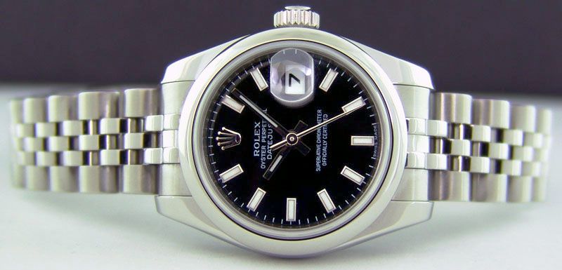 Rolex Lady Datejust Steel Black Dial 179160 Oyster Watch Chest
