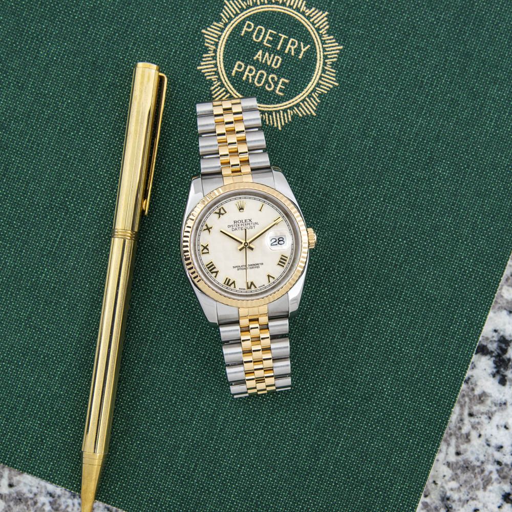 Rolex Datejust Steel Gold White Diamond Dial 16233 Jubilee Watch