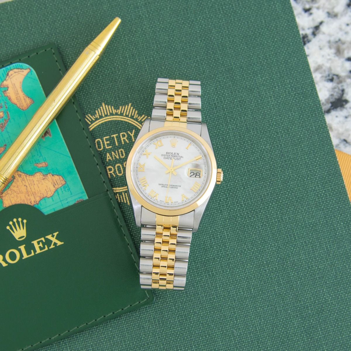 Buy New Rolex Day-Date 36 128236 Wristwatch - Mother of Pearl Diamond Dial