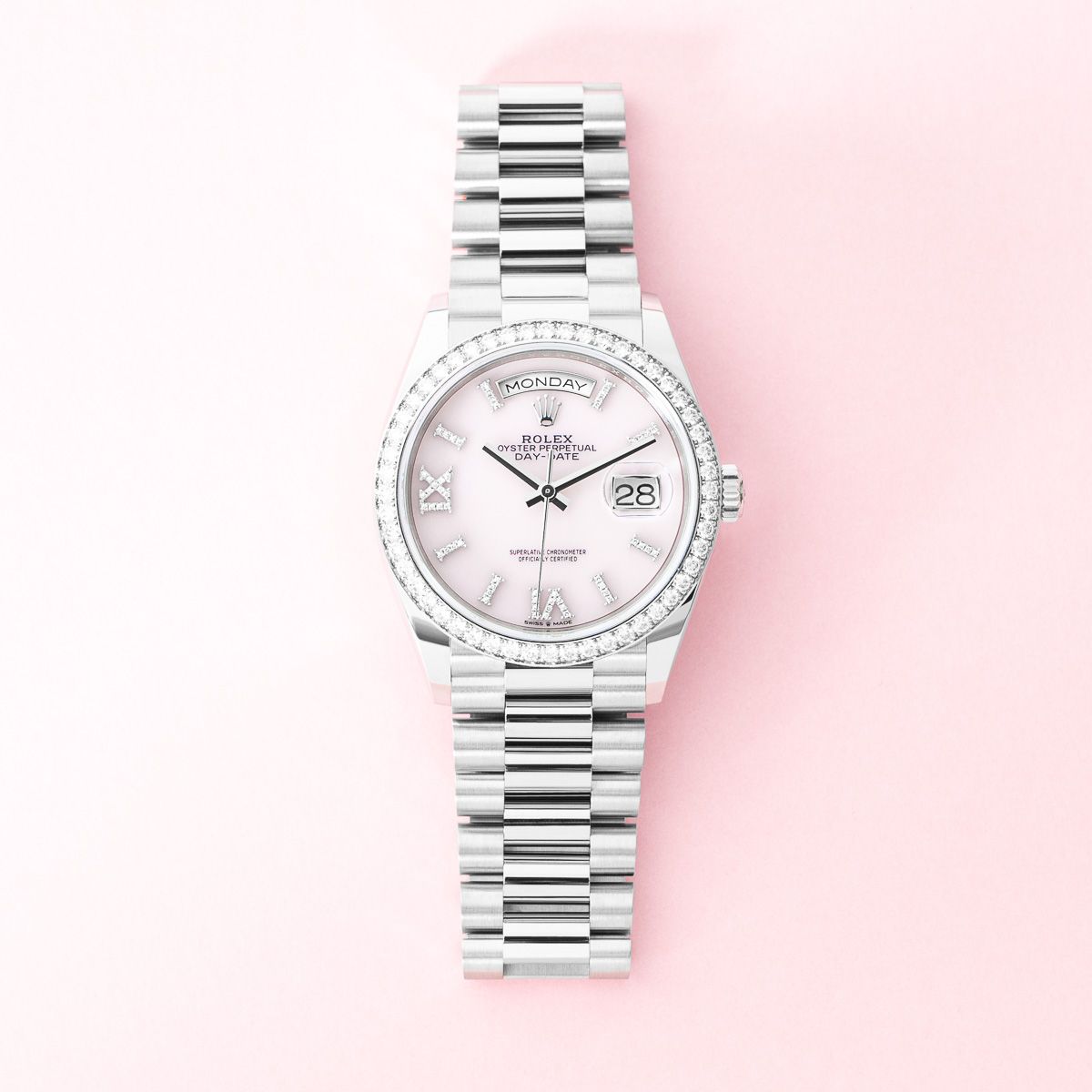 Buy Genuine Used Rolex Day-Date 36 128349RBR Watch - Pave Diamond Dial ...