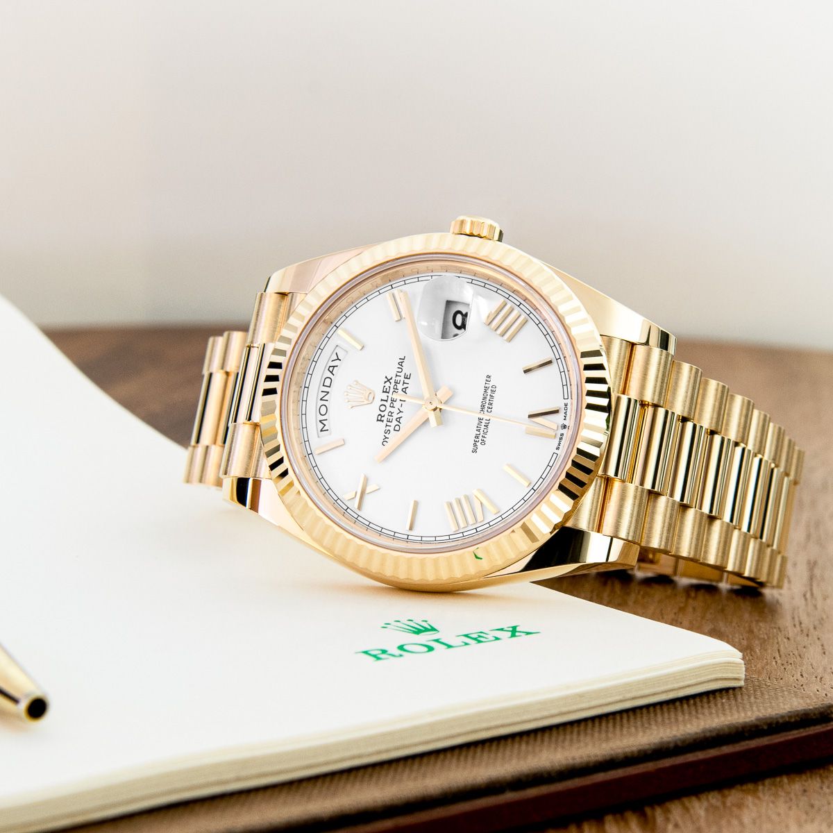 Buy Rolex Day-Date 40 228348RBR Wristwatch - Green Roman Dial