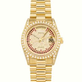 Buy Genuine Used Rolex Day-Date 36 18388 Watch - Pave Diamond Dial ...