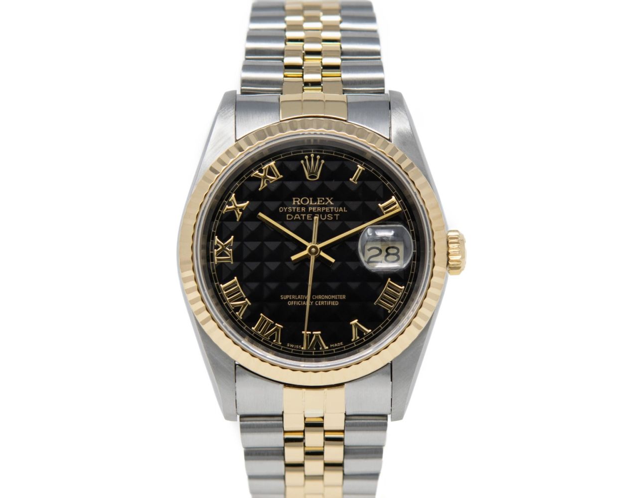 Buy Genuine Used Rolex Datejust 36 16233 Watch - Black Pyramid Dial | SKU 3391