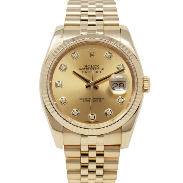 Buy Authentic Rolex Datejust 36 16018 Wristwatch - Champagne Diamond Dial, Jubilee